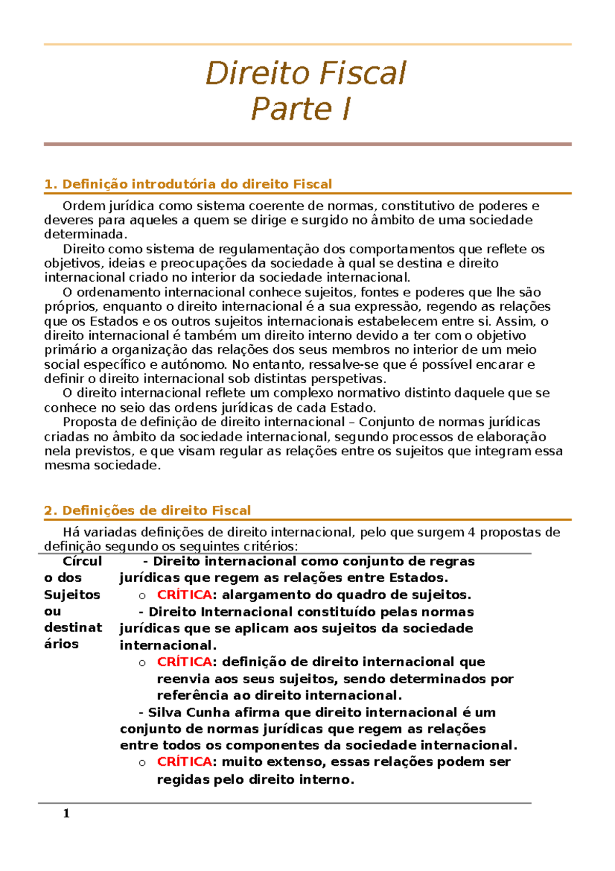 Direito f - resumos - cópia - Direito Fiscal Parte I Definição ...