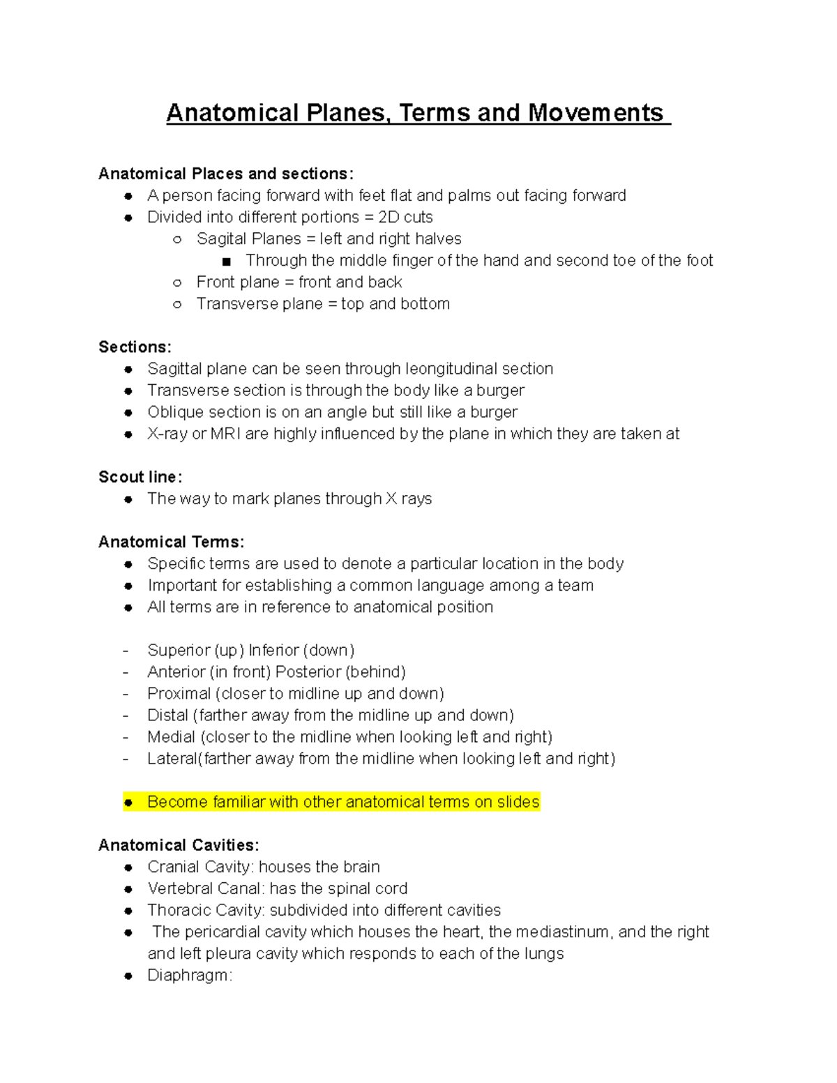 Anatomical Planes, Terms and Movements - Anatomical Planes, Terms and ...