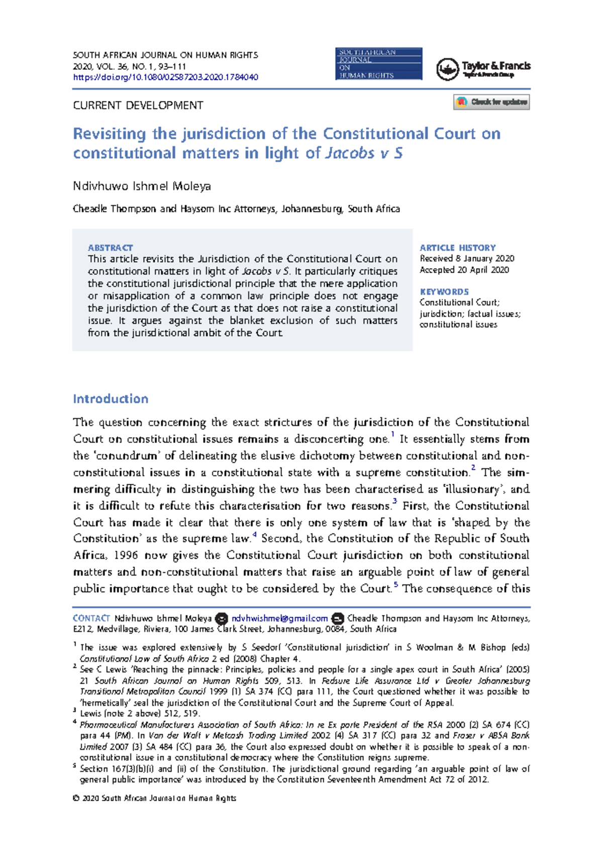 Factual dispute - CURRENT DEVELOPMENT Revisiting the jurisdiction of ...