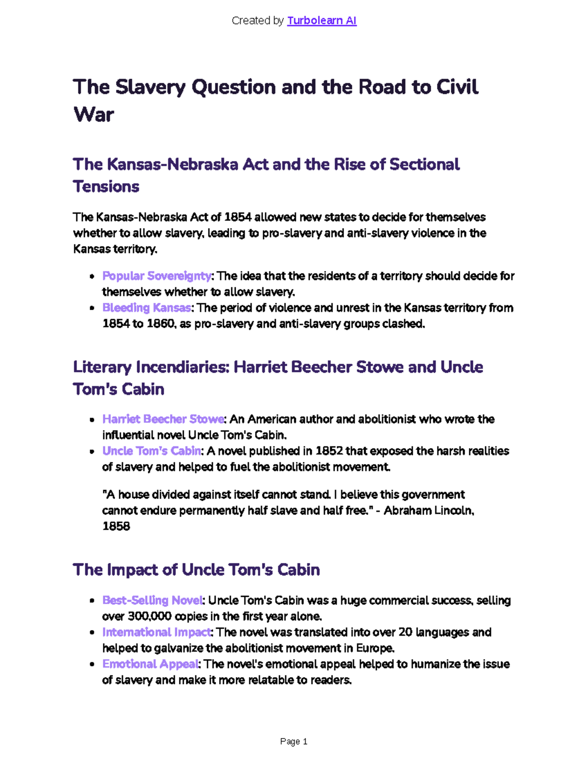 Apush chp 19 notes - Summary U.S History - The Slavery Question and the ...