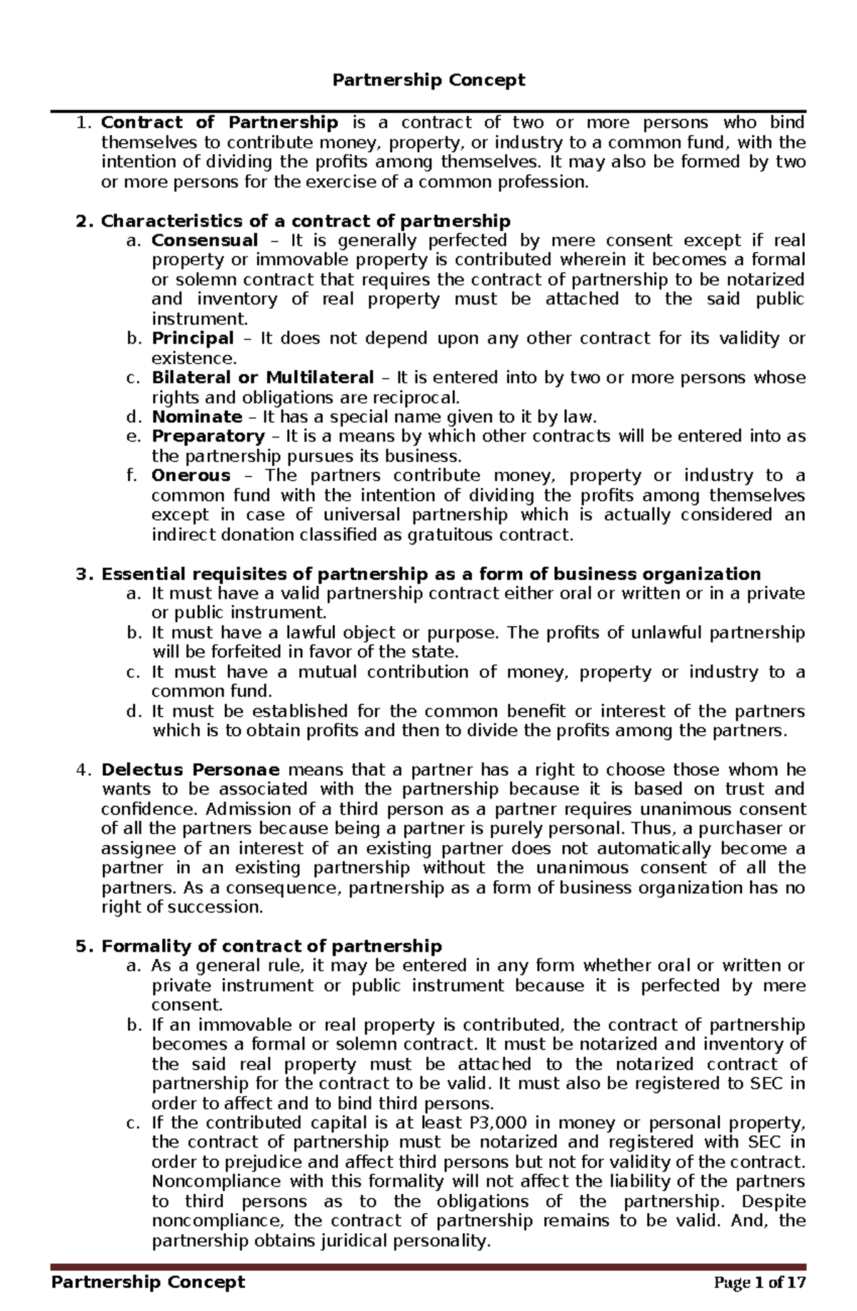 Partnership Concept - acccob1 - Partnership Concept Contract of ...