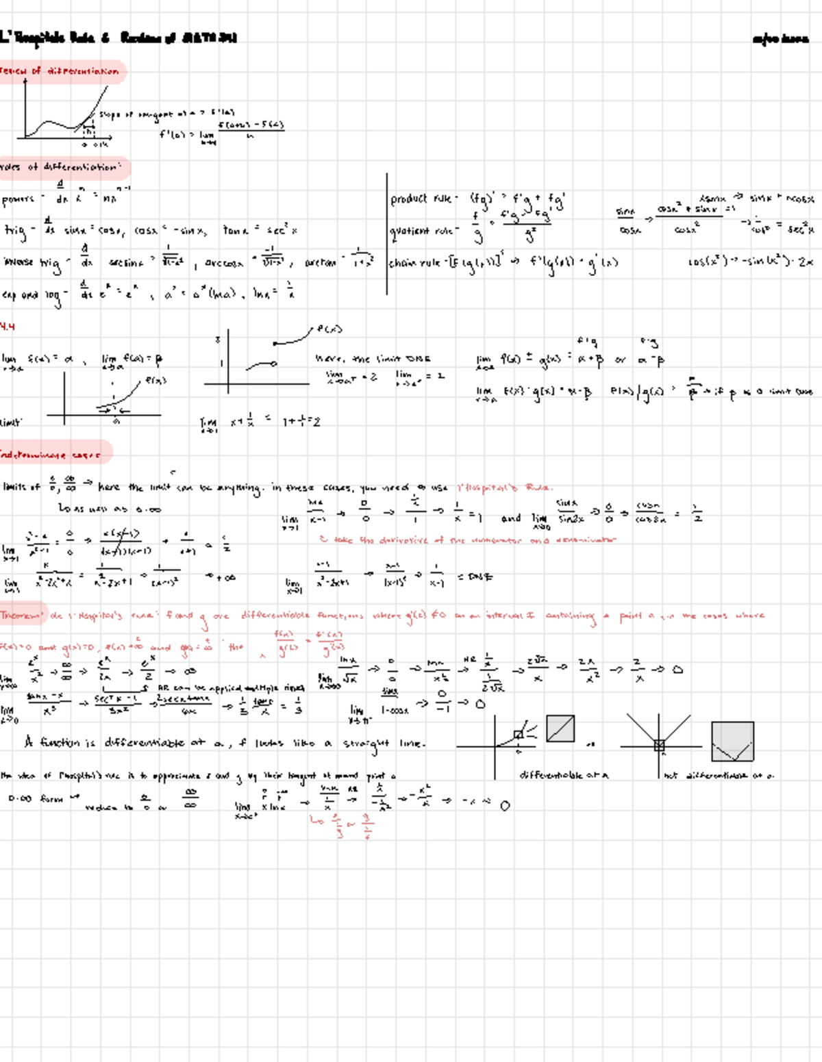 Lecture 1-1 - Dominique Guillot - ' Hospitals Rule & Review of MATH 241 01/ ####### of - Studocu