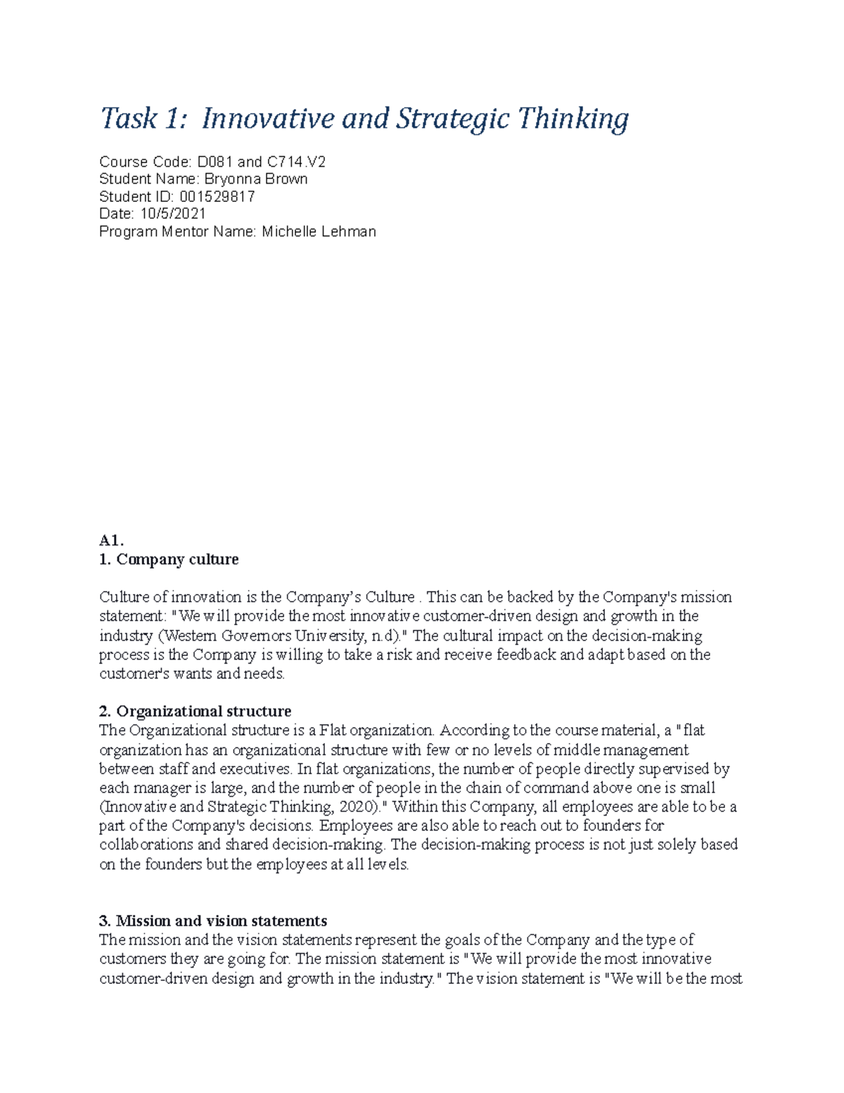 Homework Task 1 Completed - Task 1: Innovative and Strategic Thinking ...