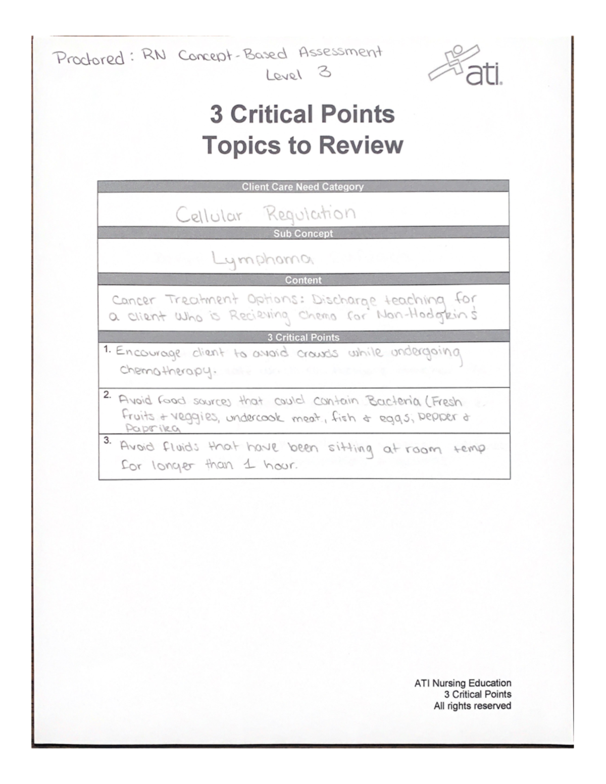 Proctored Critical points - NUR 212 - Studocu