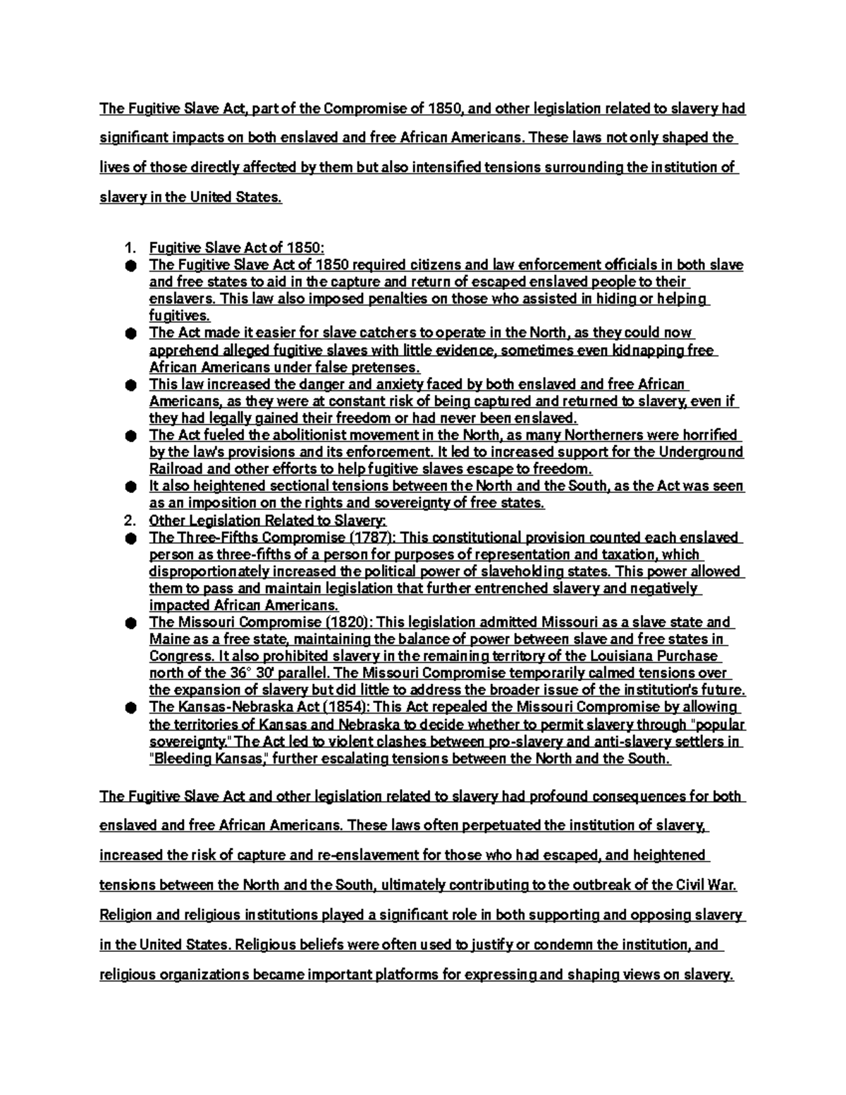 Fugitive Slave Act - lecture notes - The Fugitive Slave Act, part of ...