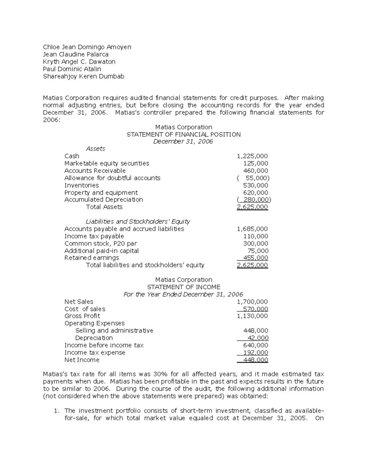 Group 6 AUD PROB - Aud prob - Chloe Jean Domingo Amoyen Jean Claudine ...