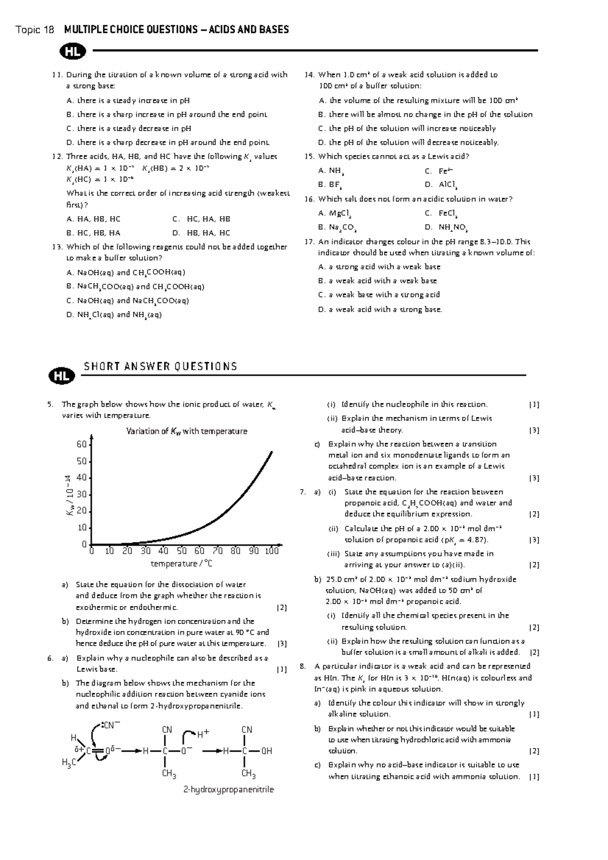 T18+T9+19+T10+20+T11 - MULTIPLE CHOICE QUESTIONS ACIDS AND BASES HL 1 1 ...