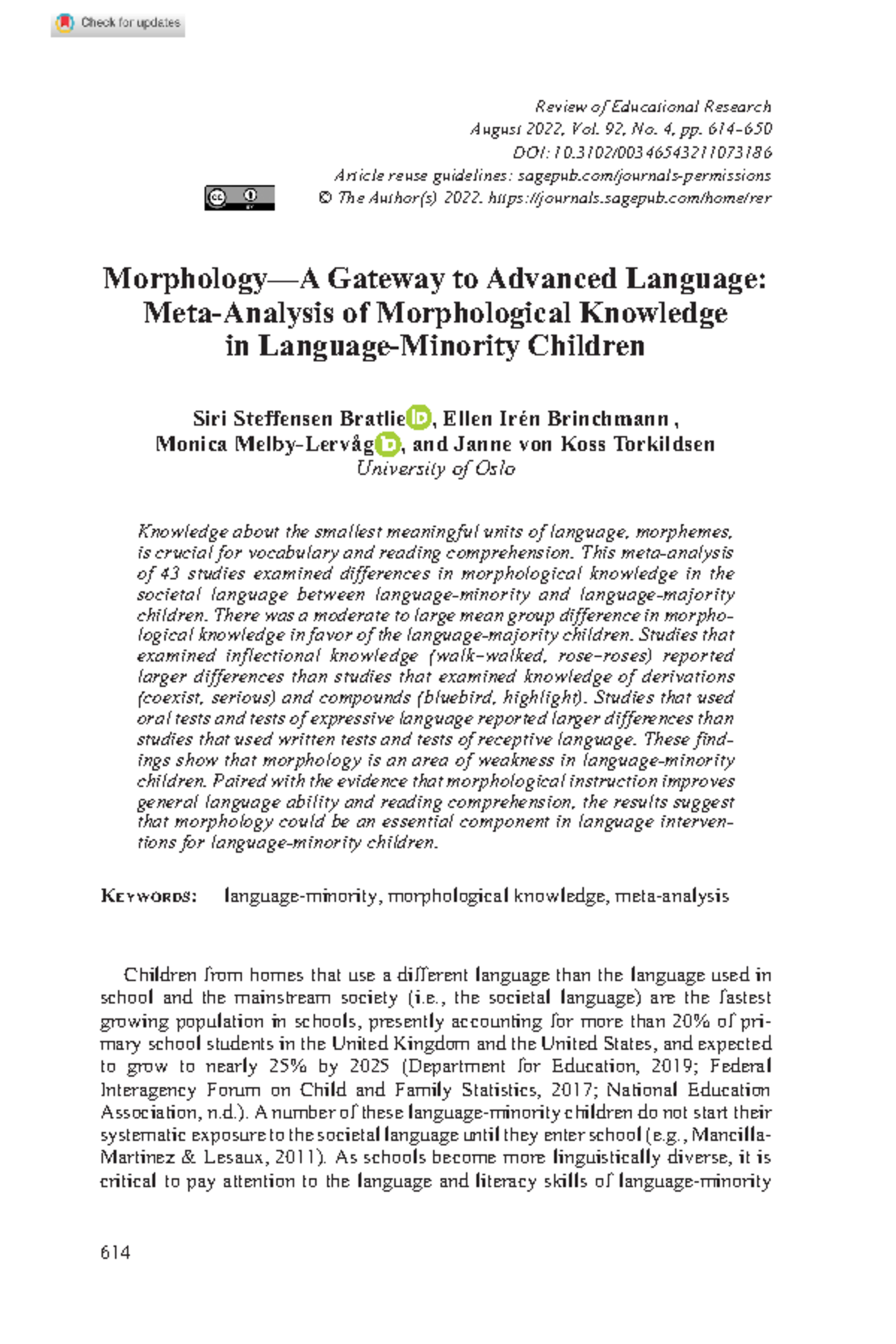 Morphological Knowledge in Children - Studocu