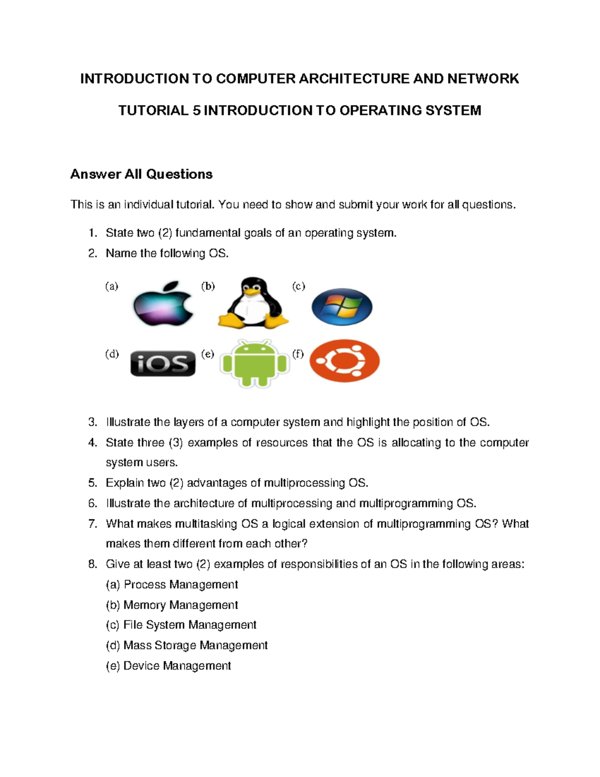 Tutorial 5 - Exercise - INTRODUCTION TO COMPUTER ARCHITECTURE AND ...