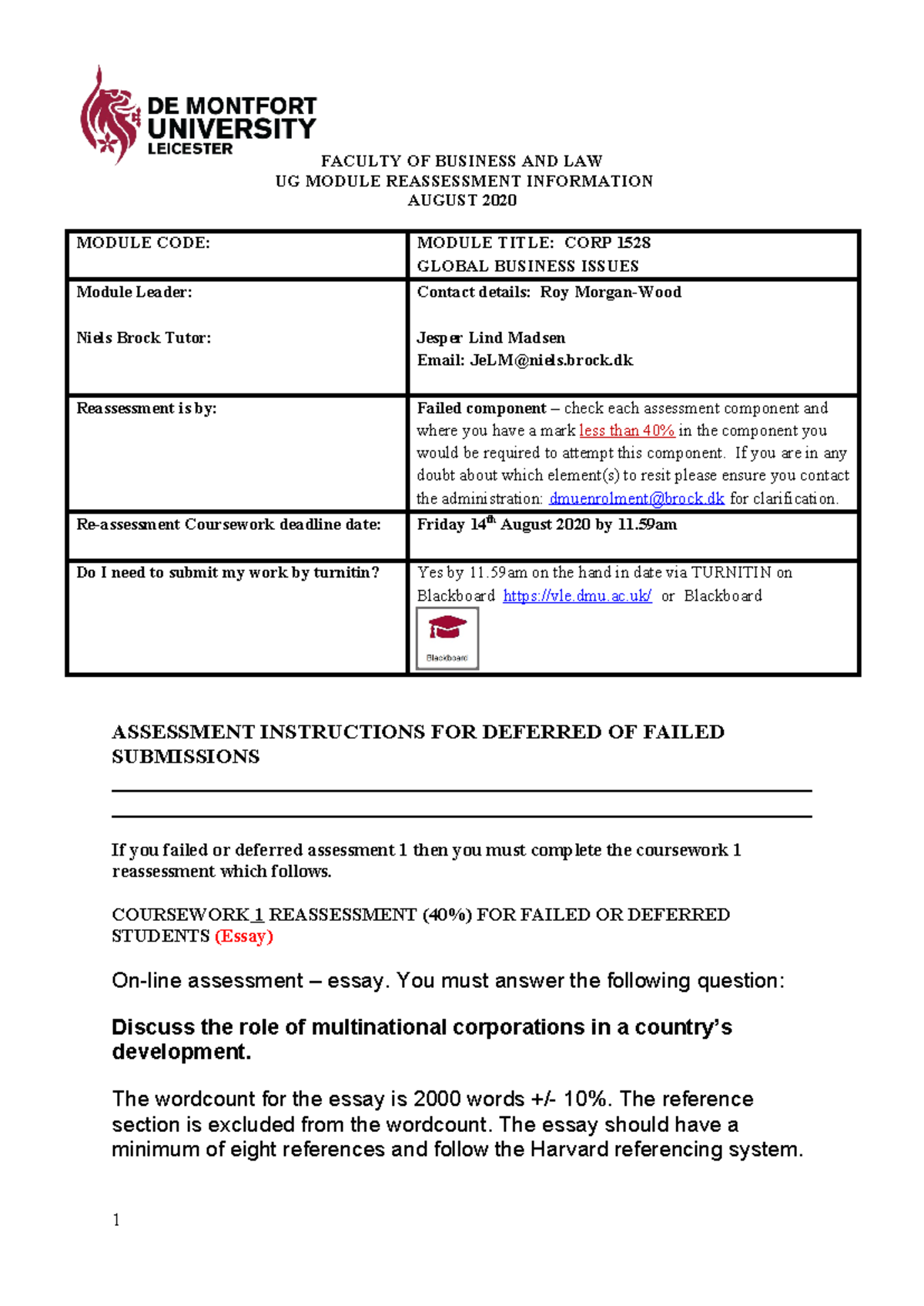 - CORP1528 Reassessment Session 2020 A - FACULTY OF BUSINESS AND LAW UG ...