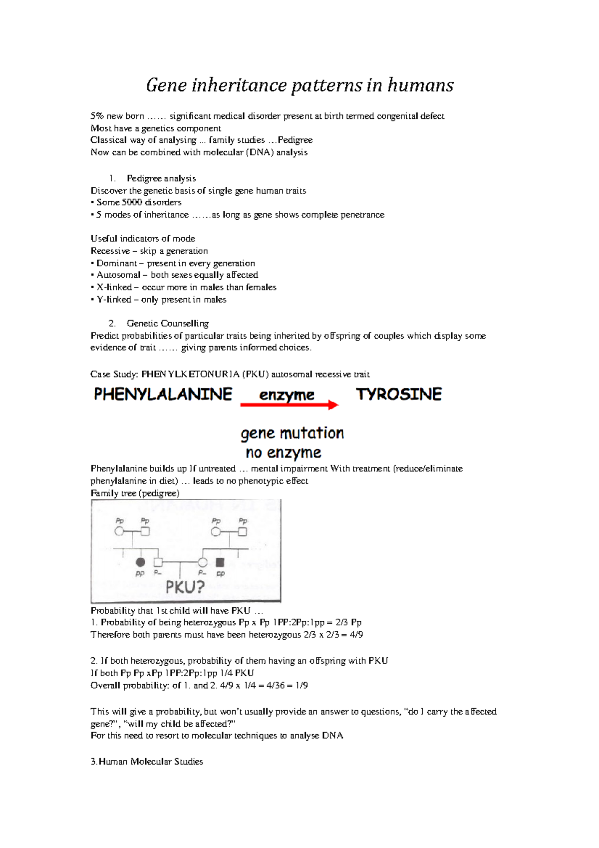 Gene inheritance patterns in humans - ..... significant medical ...