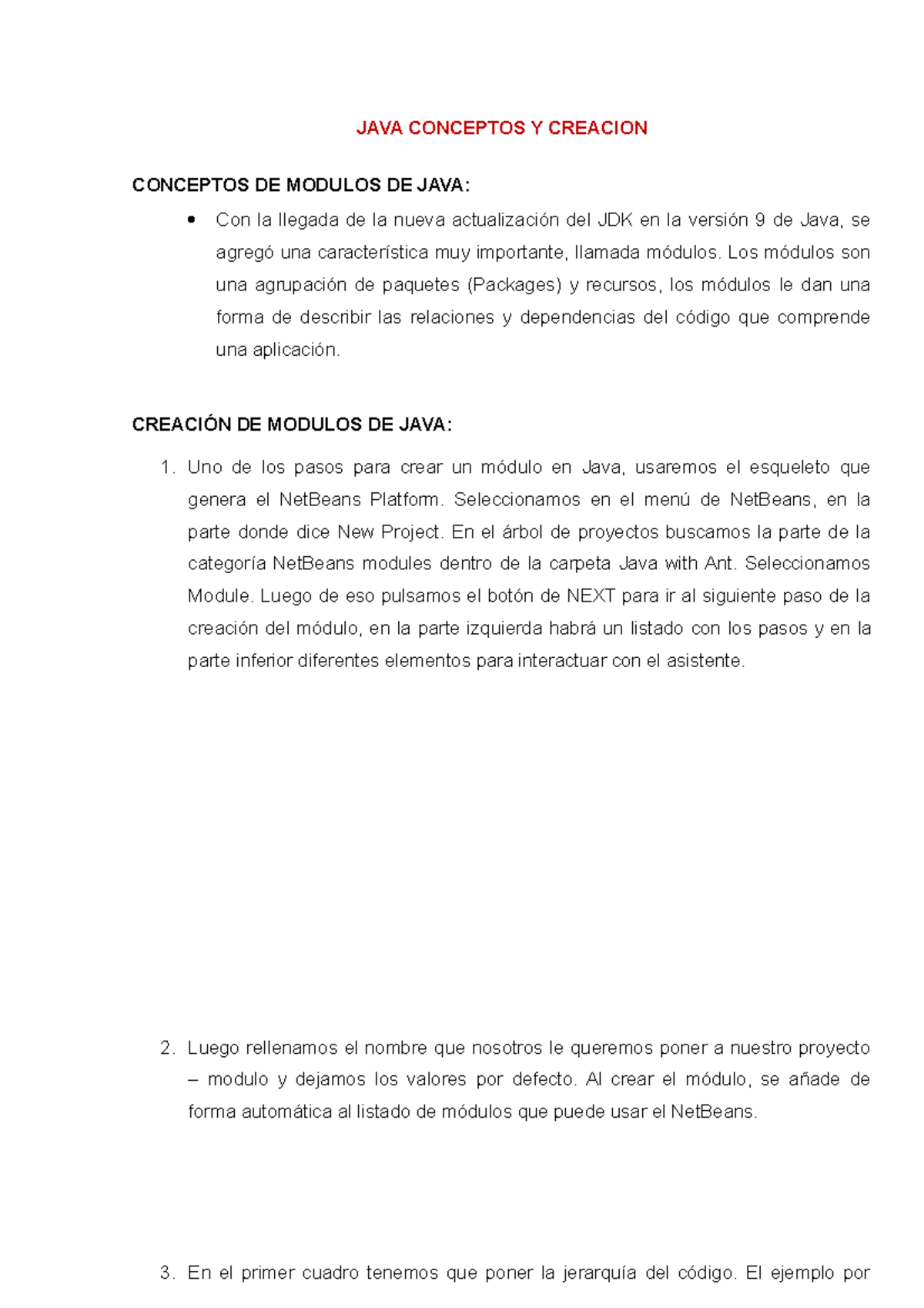 JAVA Conceptos Y Creacion - JAVA CONCEPTOS Y CREACION CONCEPTOS DE ...