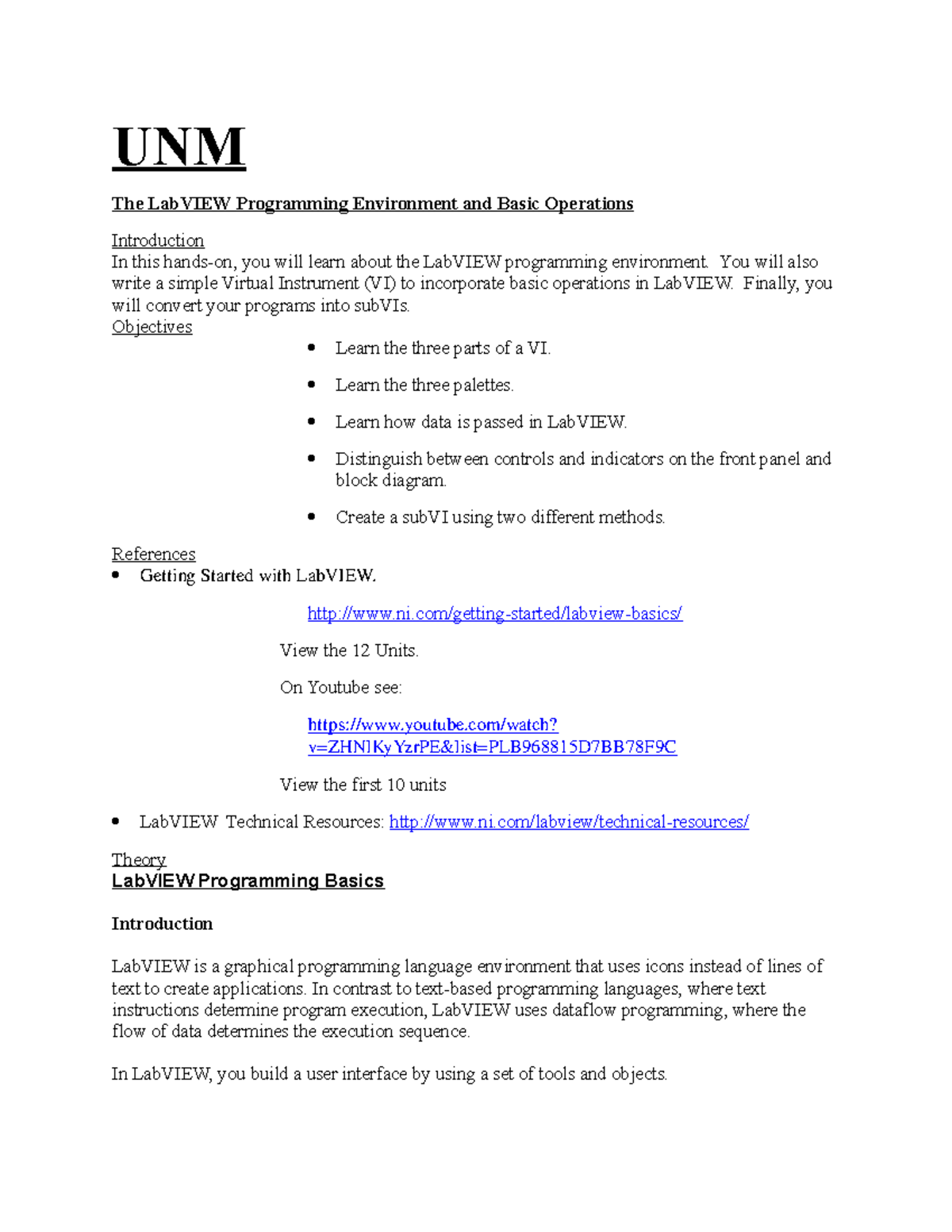 F to c - labviiew - UNM The LabVIEW Programming Environment and Basic ...