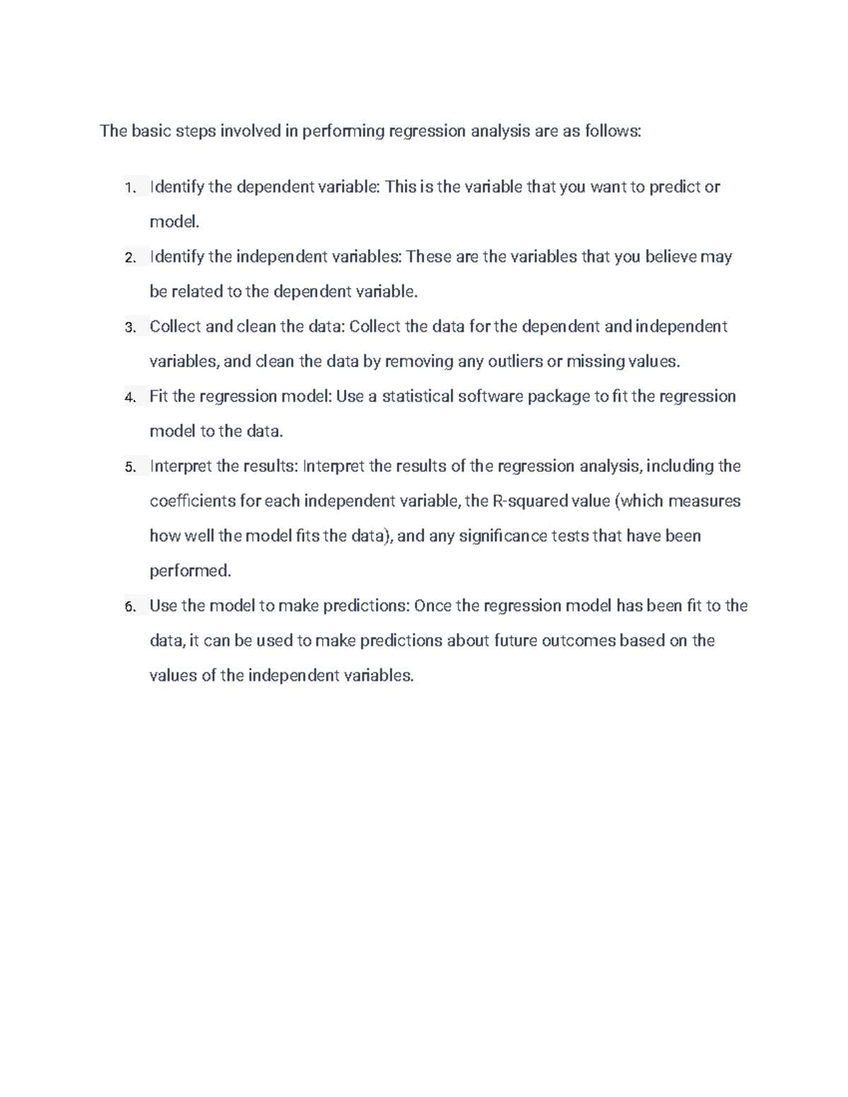 Basic Regression Analysis Notes The Basic Steps Involved In Performing Regression Analysis Are