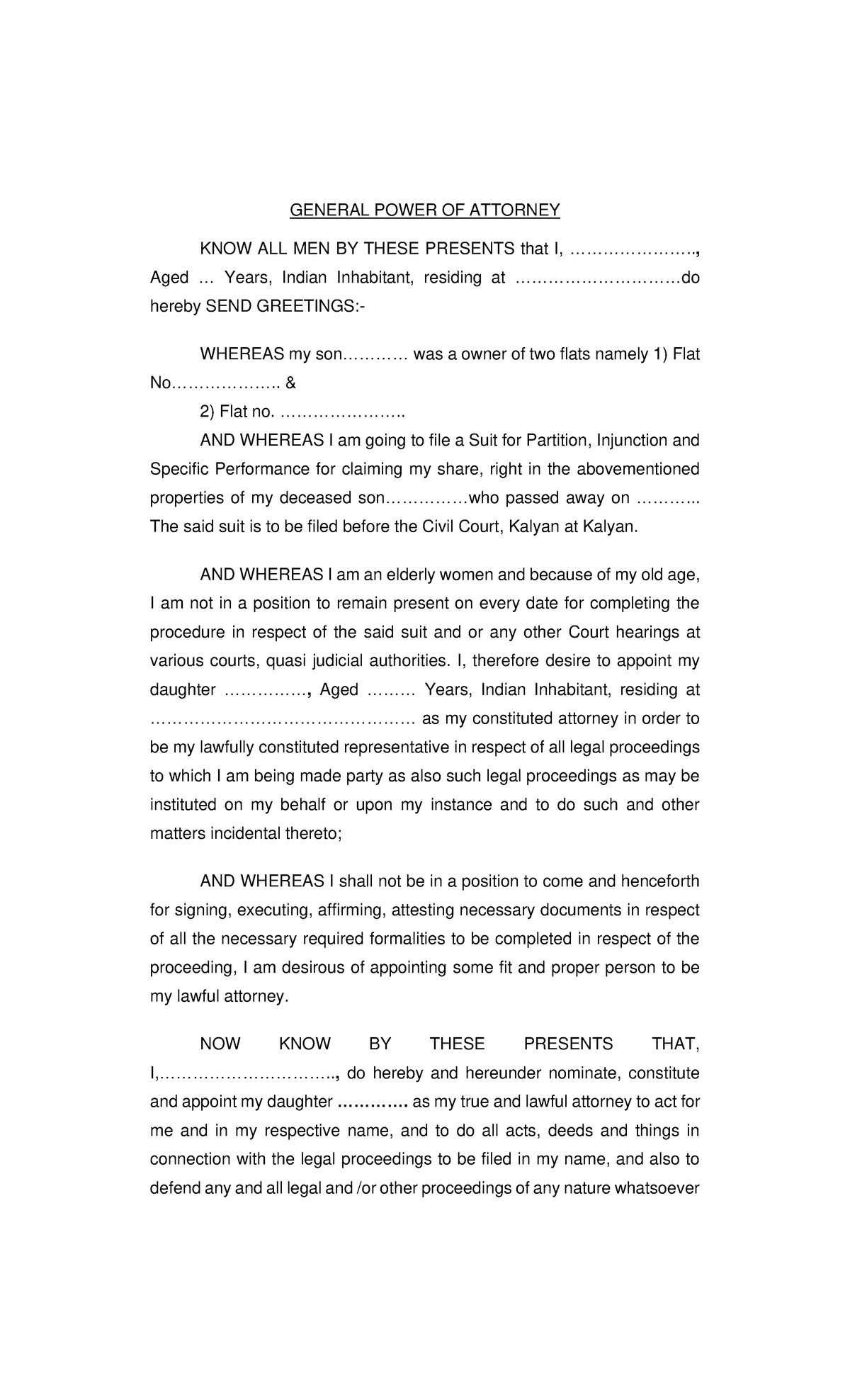 Special POA-1 - Law - GENERAL POWER OF ATTORNEY KNOW ALL MEN BY THESE ...