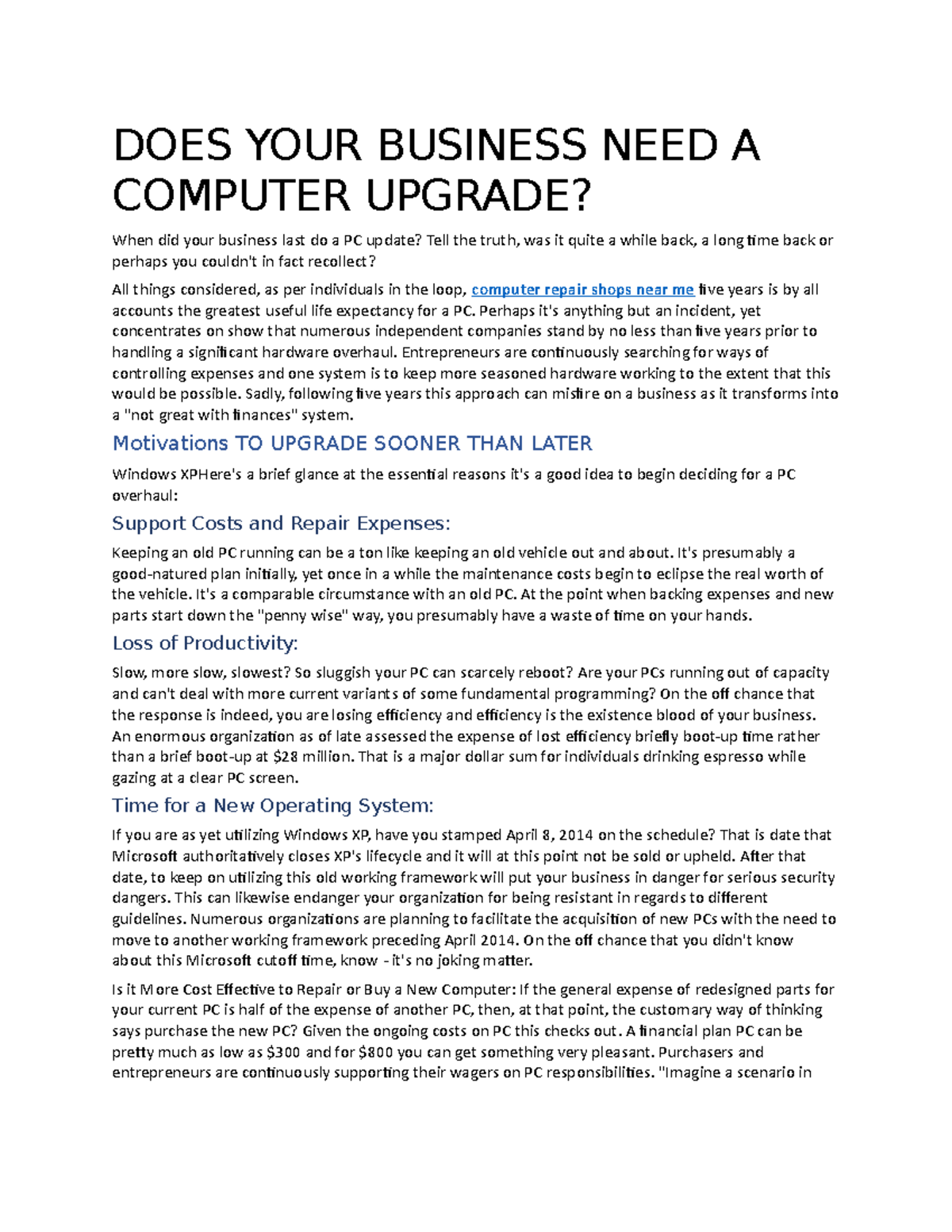 DOES YOUR Business NEED A Computer Upgrade - DOES YOUR BUSINESS NEED A ...