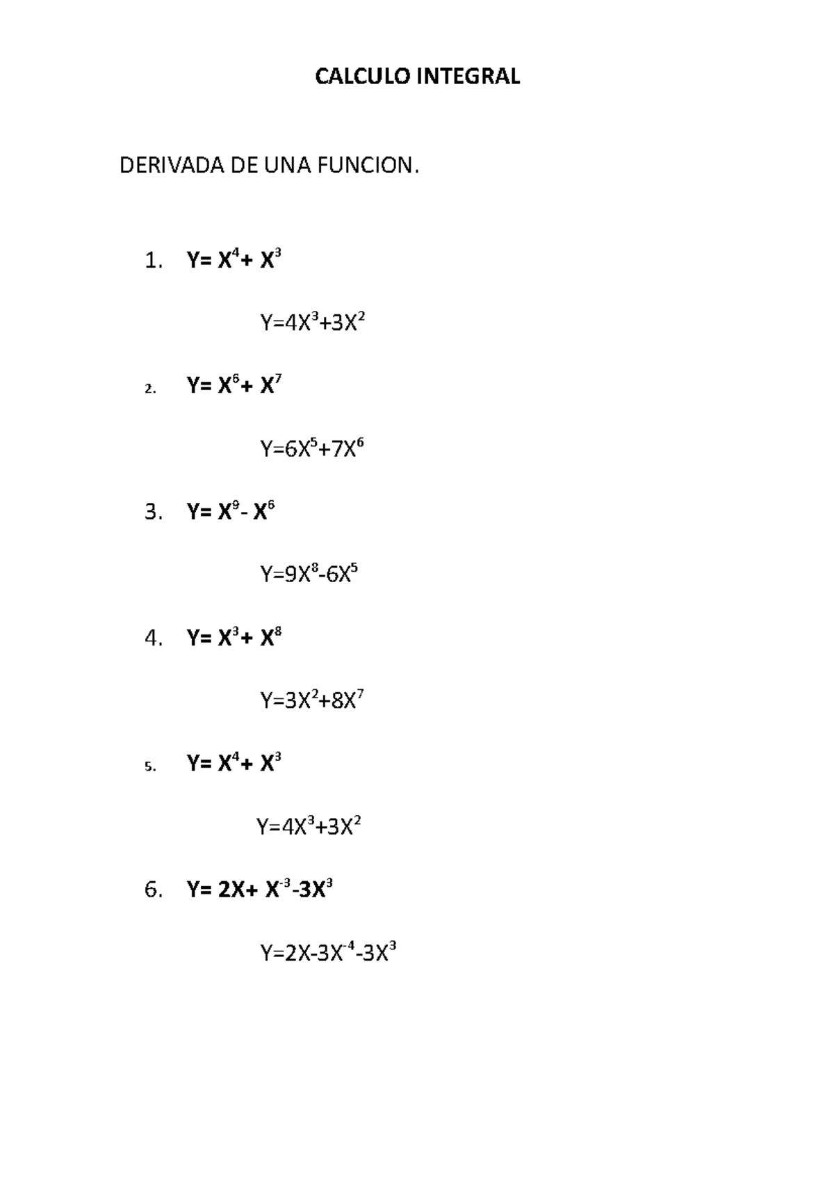 Ejemplos DE Calculo Intergral - CALCULO INTEGRAL Y= X 4 X DERIVADA DE ...