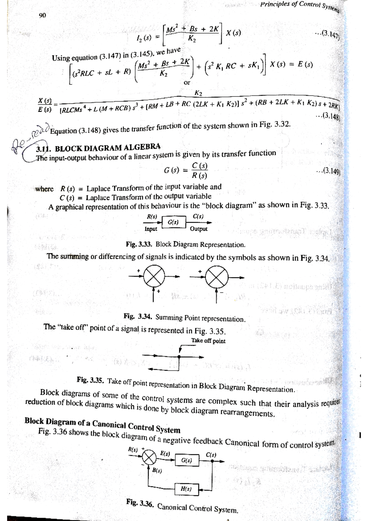 MC 450- Block Diagram Algebra - Principles of Control Systems 90 2K X ...