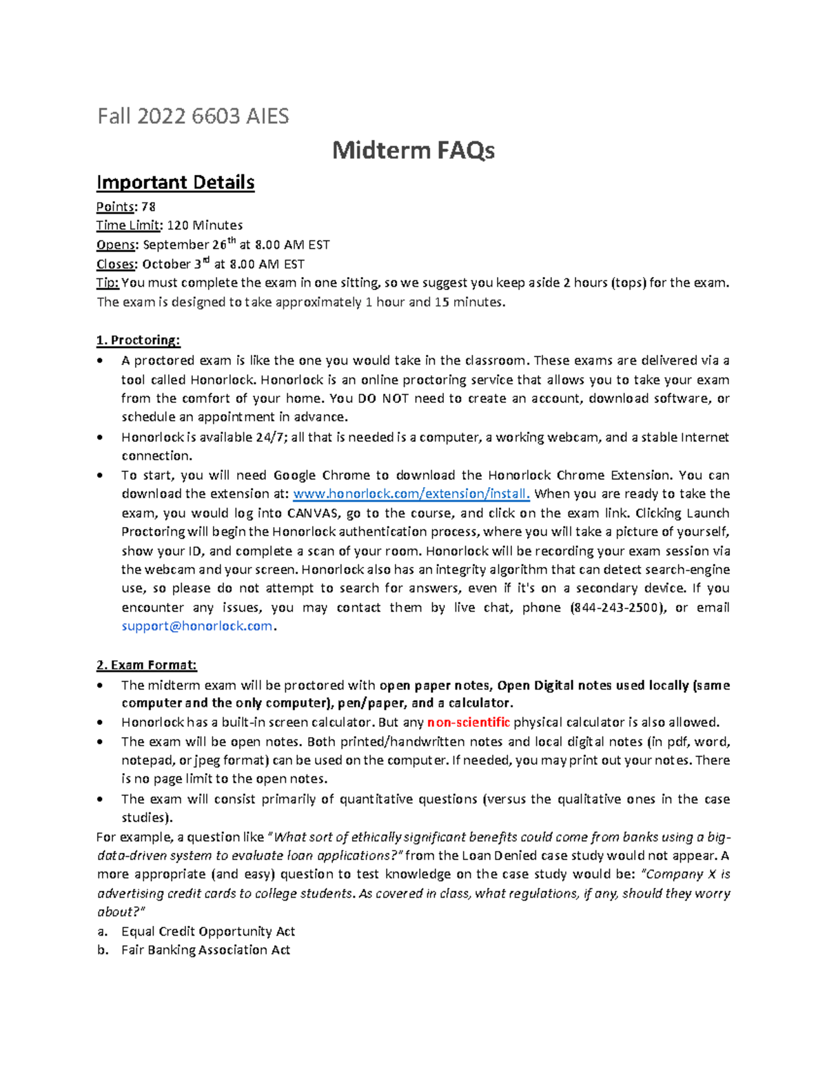 Midterm FAQs Fall22 - Lecture Note - Fall 2022 6603 AIES Midterm FAQs Important Details Points ...