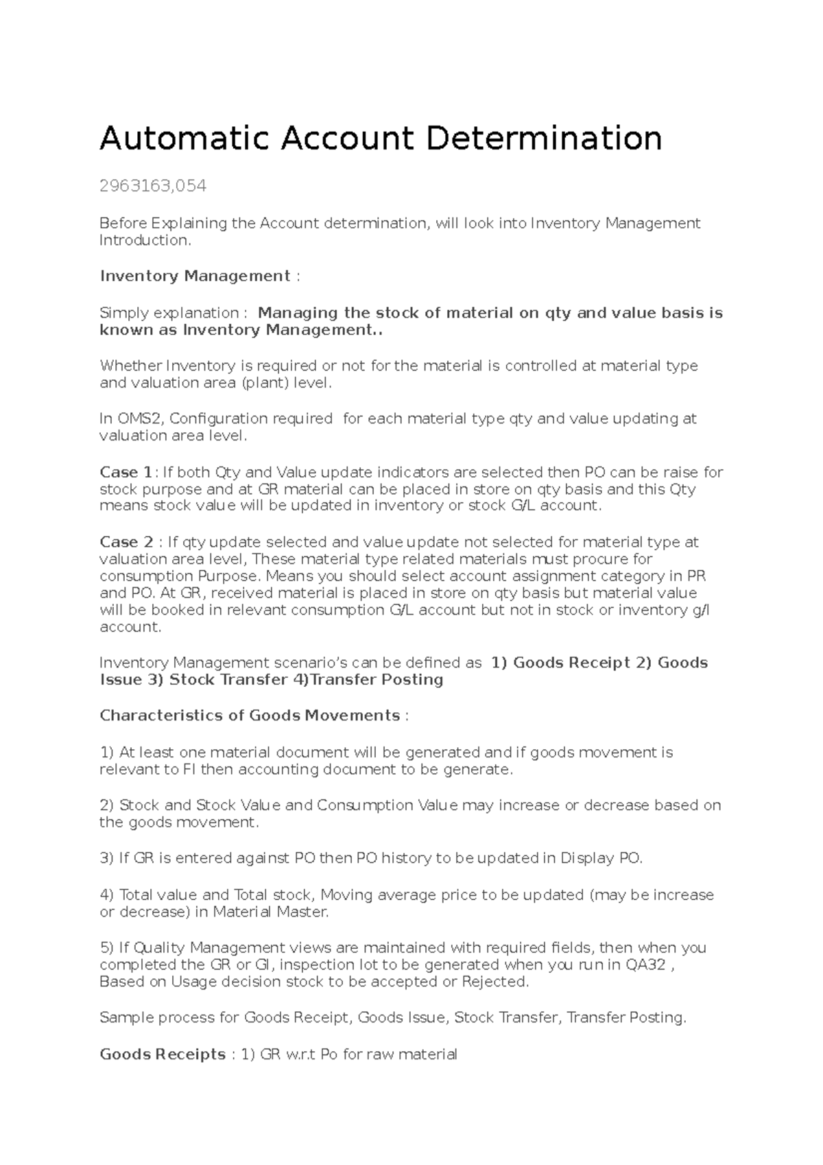 Automatic Account Determination MM - Automatic Account Determination ...