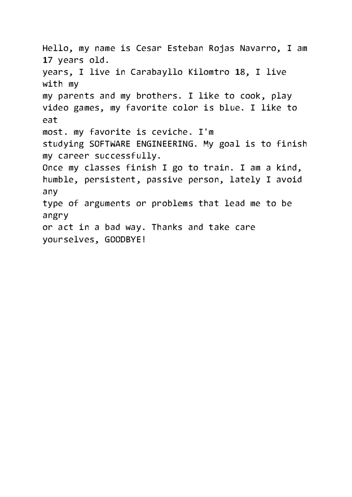 Documento 19 - HFKSFGISF - Hello, my name is Cesar Esteban Rojas ...