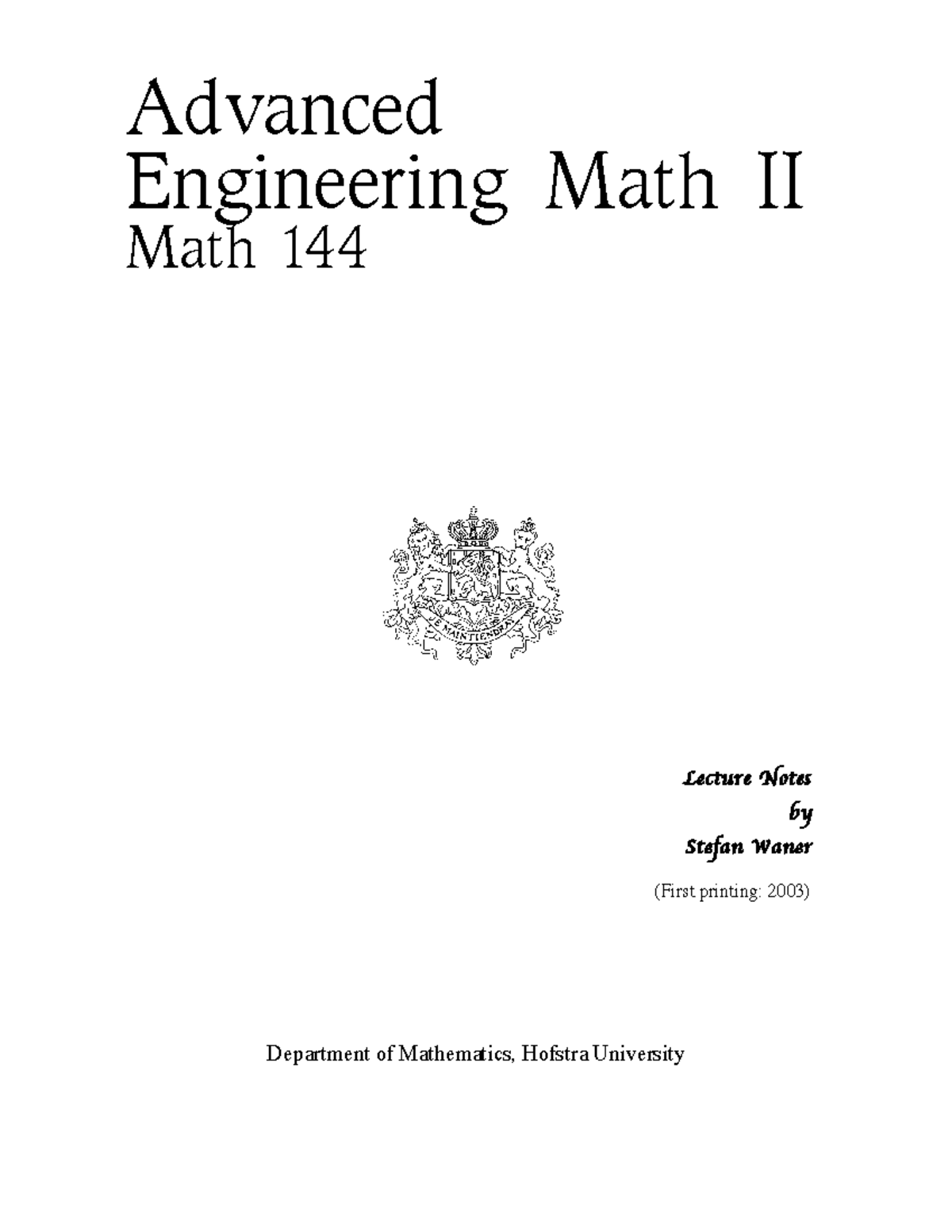 Lecture Notes Lecture Complex Advanced Engineering Math 2 20132014 Advanced Engineering 