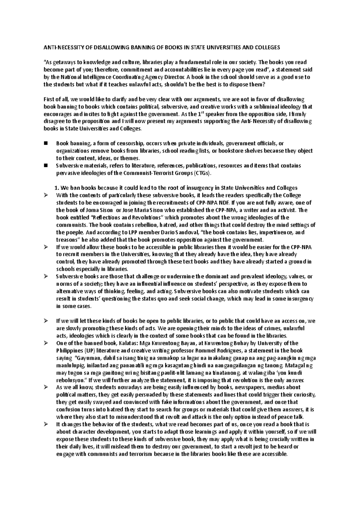 ANTI- Necessityofdisallowingbookbanning - ANTI-NECESSITY OF DISALLOWING ...