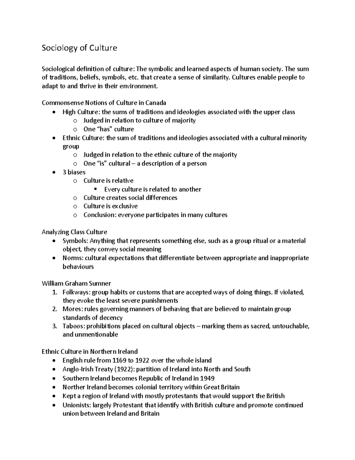 SY101 - Sociology of Culture Sociological definition of culture: The ...