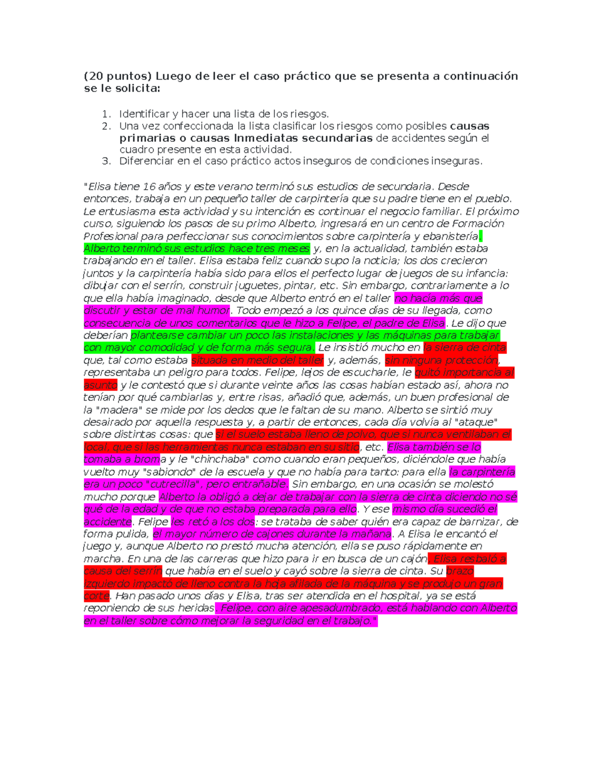 Evaluacion HYSI - resumen de actividades - (20 puntos) Luego de leer el ...
