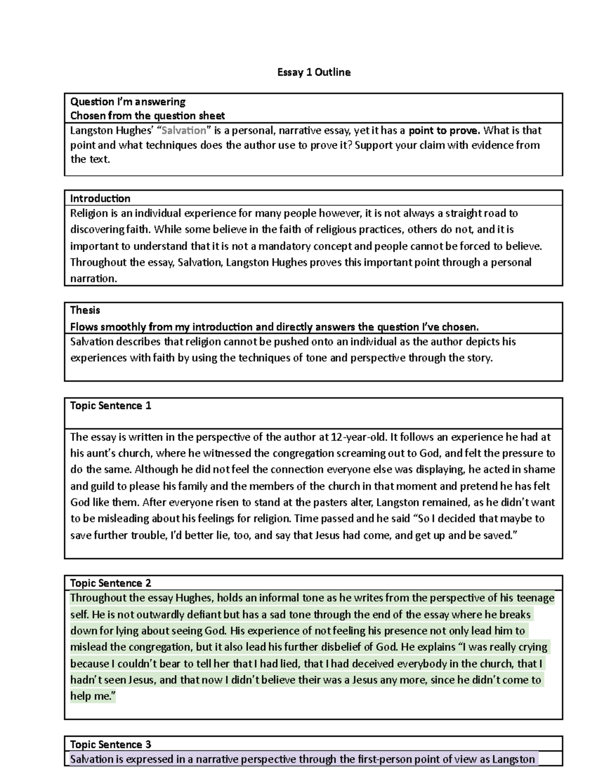 Essay 1 Outline - Essay 1 Outline Question I’m answering Chosen from ...