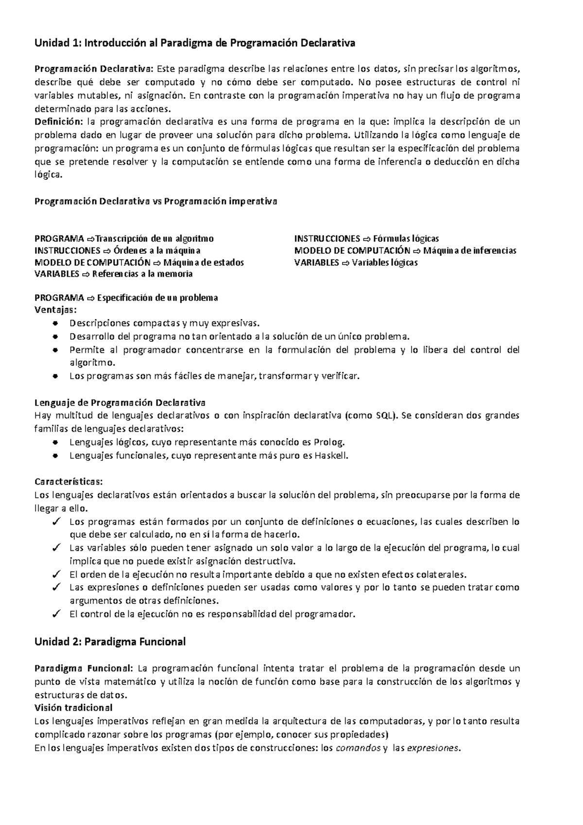 Resumen Programacion Logica y Funcional - Unidad 1: Introducción al Paradigma de Programación ...