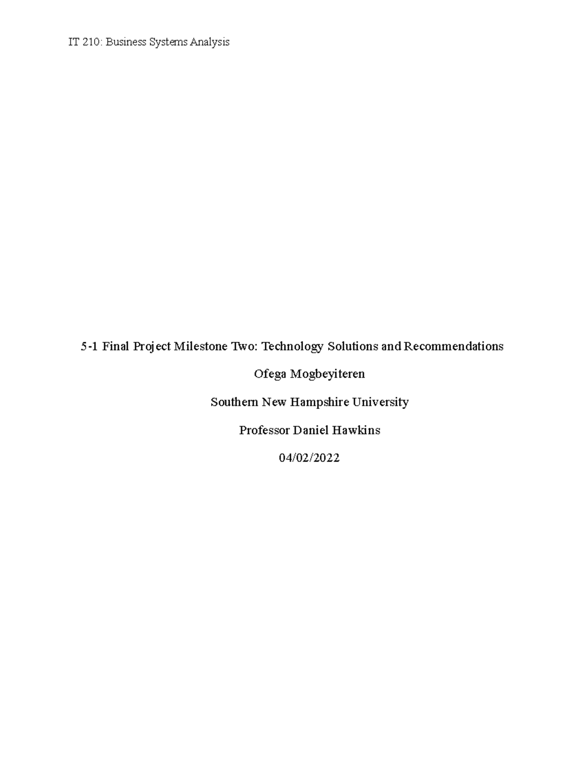 IT 210 Final Project Template Mod 5 - 5-1 Final Project Milestone Two ...