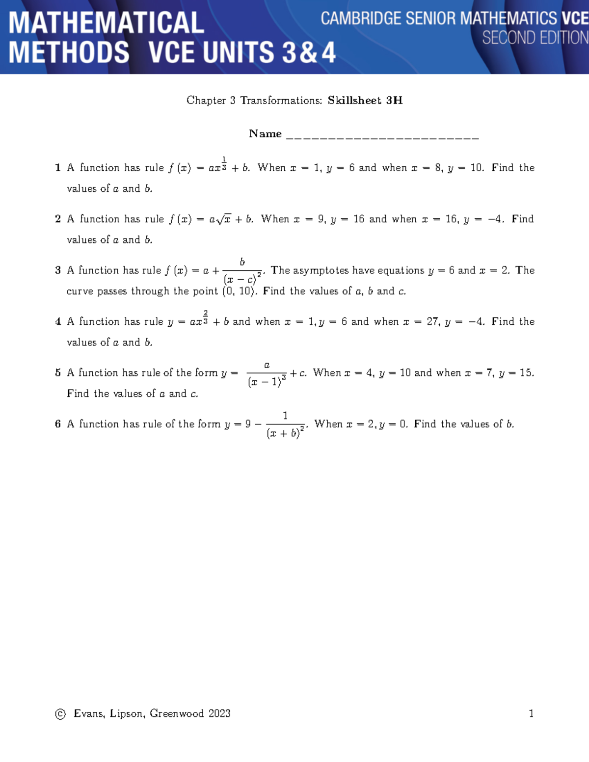 Skillsheet-3H - Practice Transformations - Chapter 3 Transformations ...
