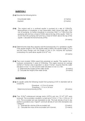 Tutorial Solution Chapter 7 Week 6 - Tutorial 5 solution for Well Hydraulics (2) Tutorial 7. The ...