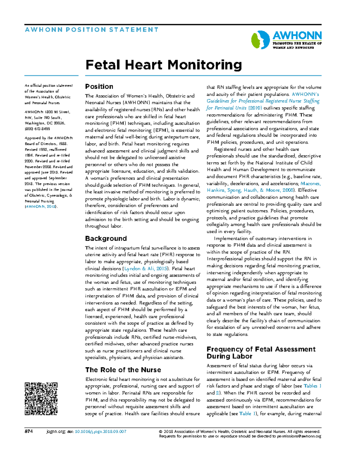 PIIS0884217518303228 - Fetal Heart Monitoring Position The Association ...
