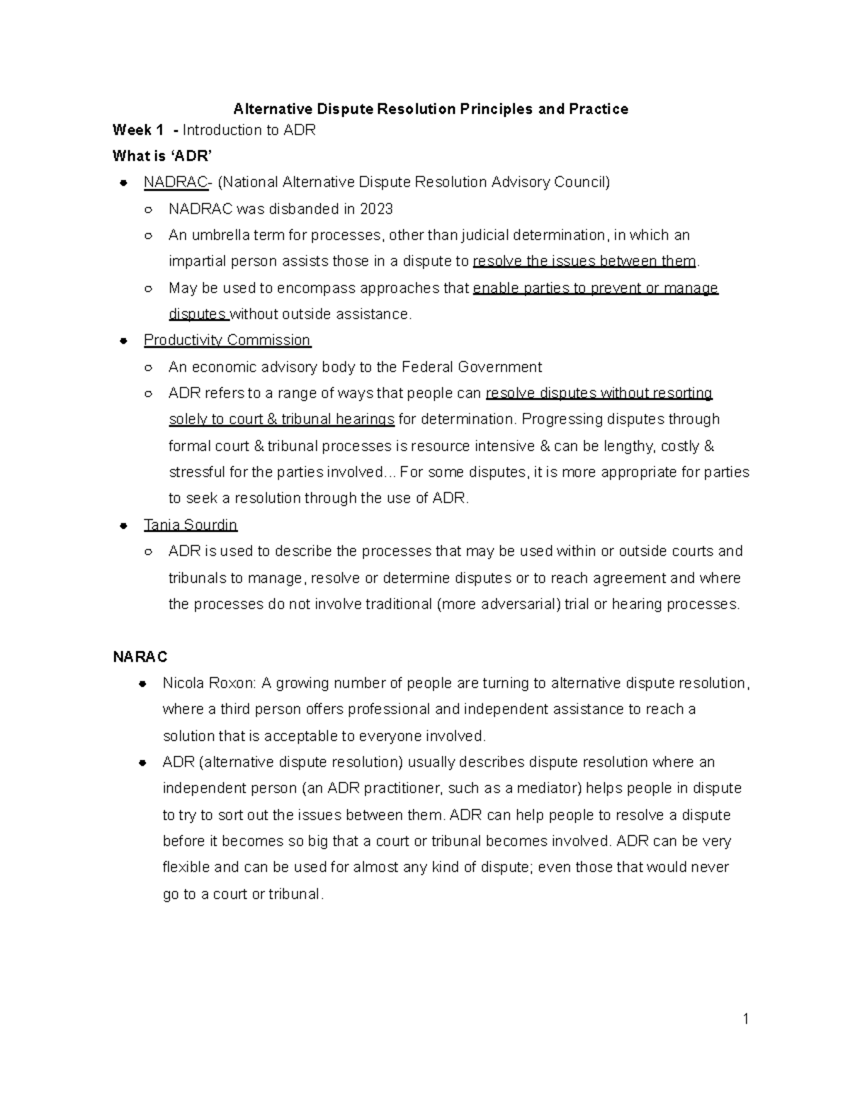 Alternative Dispute Resolution Principles and Practice - MLL228 - Deakin - Studocu