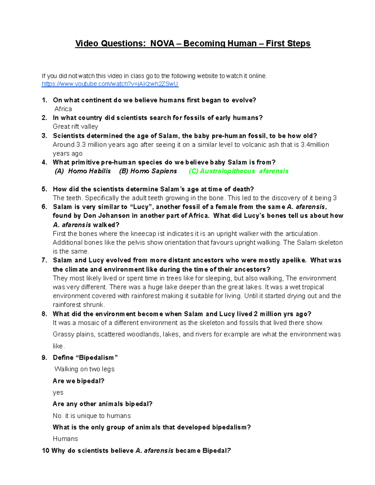 Saad Amjad - Becoming Human Part 1 - Question Sheet - Video Questions ...