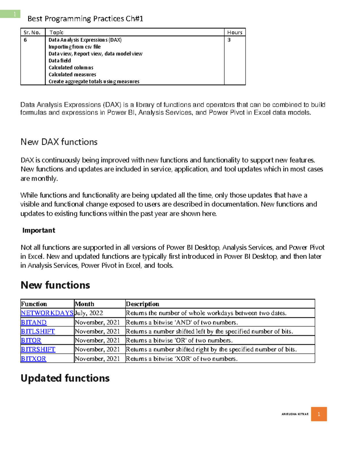 MS-Excel - College notes - Best Programming Practices Ch# ####### Sr ...