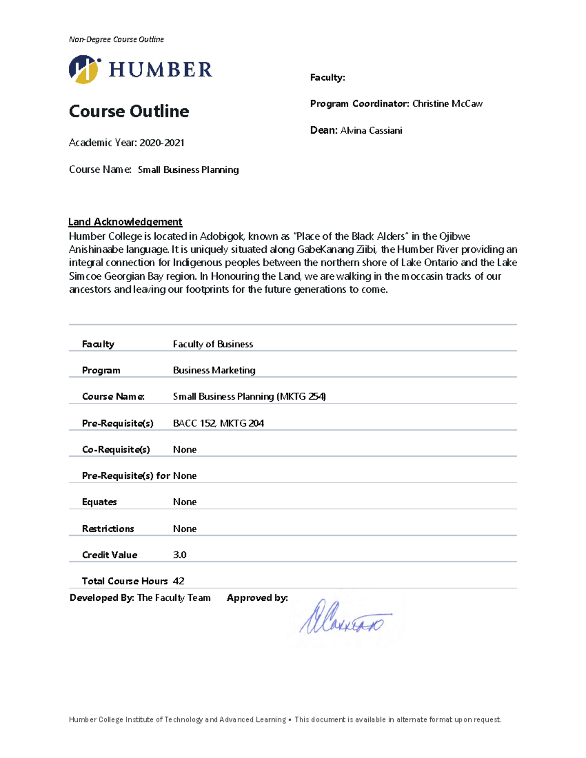 MKTG 254 2020-2021 - Course Outline - Course Outline Faculty: Program ...