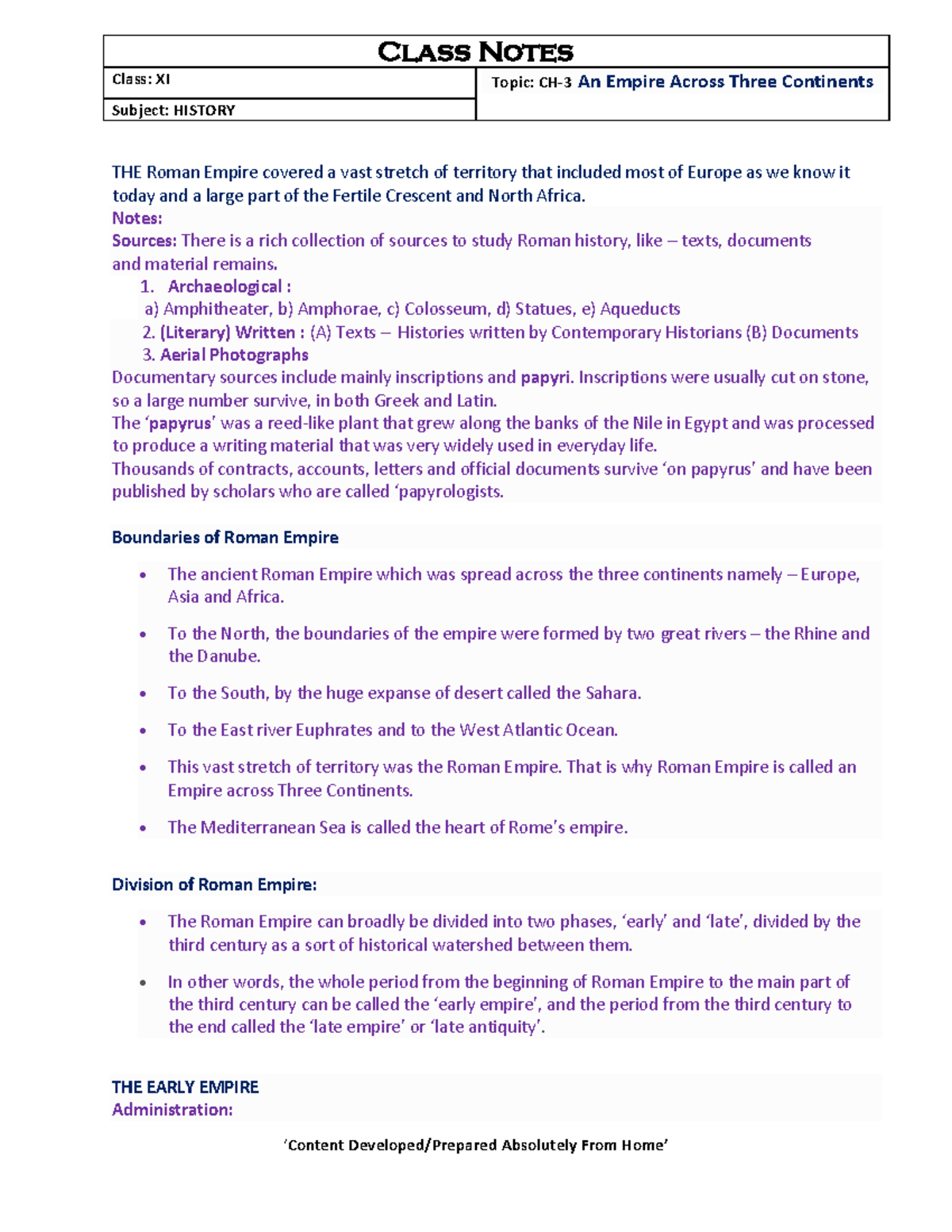 11- History - Class Notes Class: XI Topic: CH-3 An Empire Across Three ...