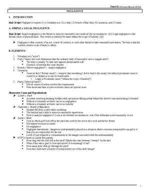 Torts II Outline - Jeff Brauch - Negligence Flowchart Duty ...