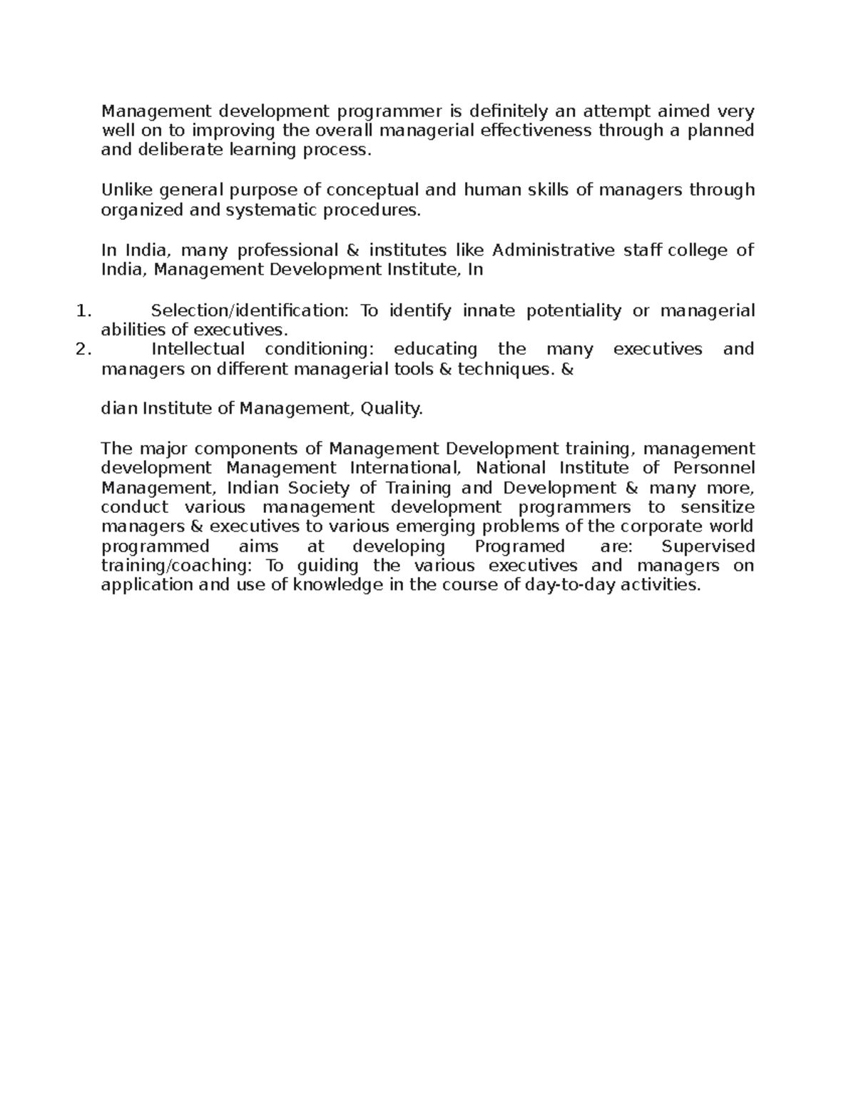 Management paper - Copy - Management development programmer is ...