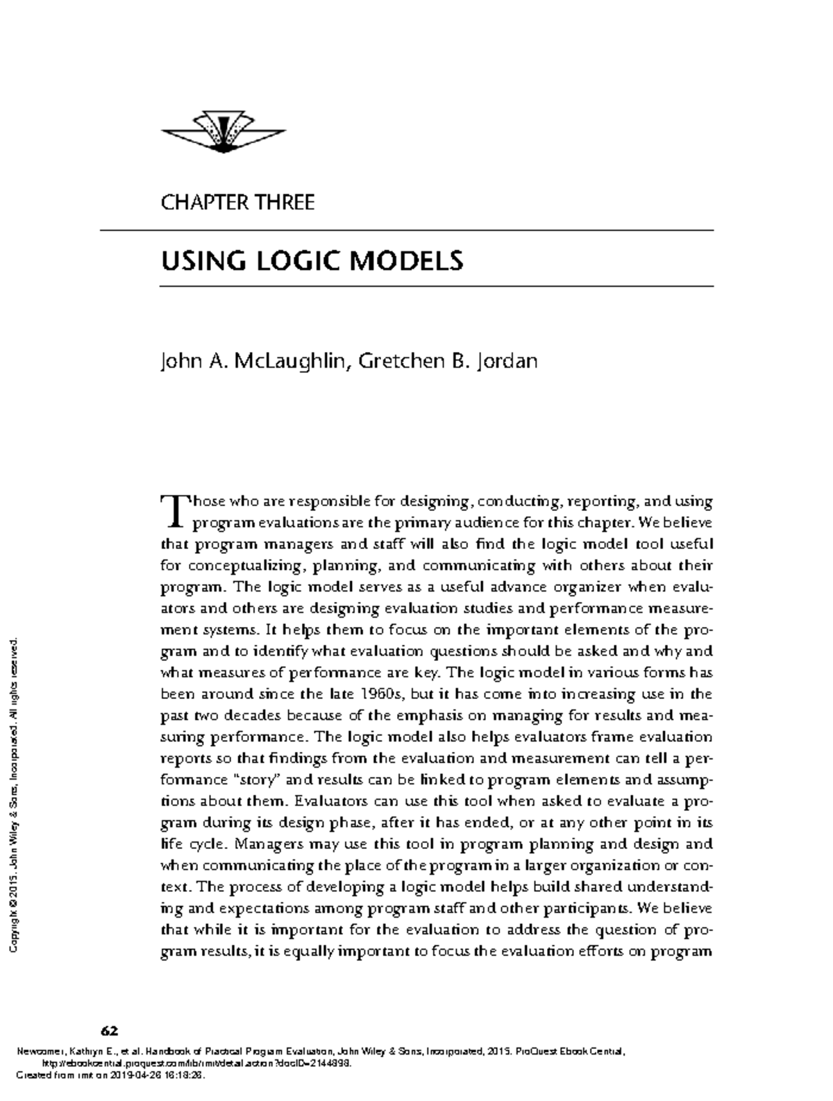 Handbook of Practical Program Evaluation - (Pg 104-129) - CHAPTER THREE ...
