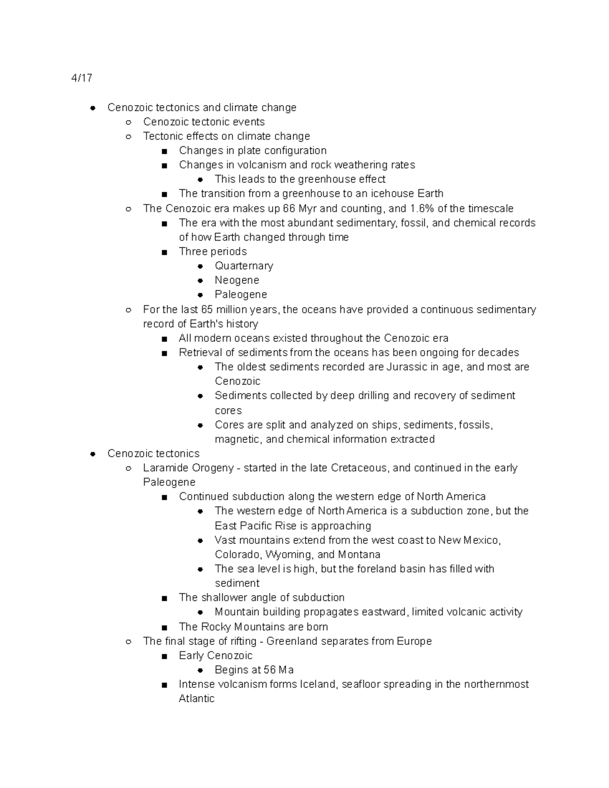 Geol106 final notes - 4/ Cenozoic tectonics and climate change Cenozoic ...