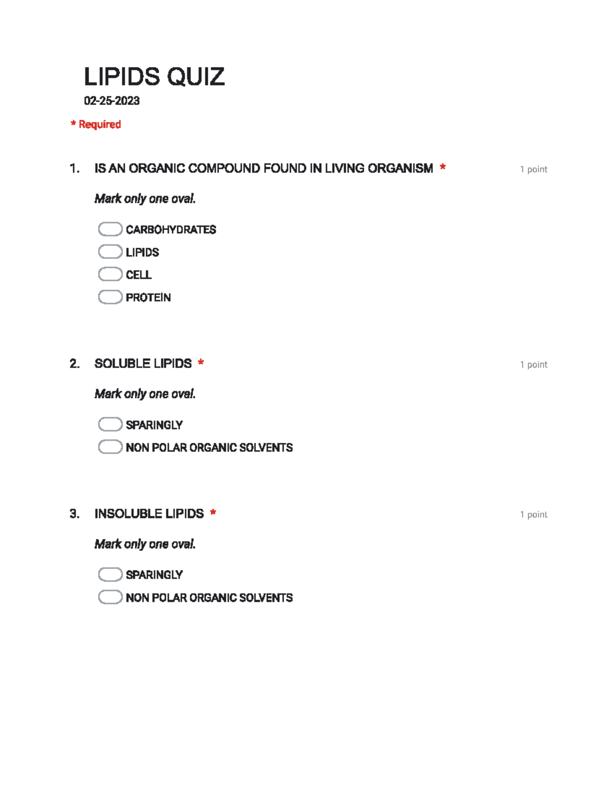 Lipids QUIZ - reviewer - General Chemistry (Organic) Lecture - Studocu