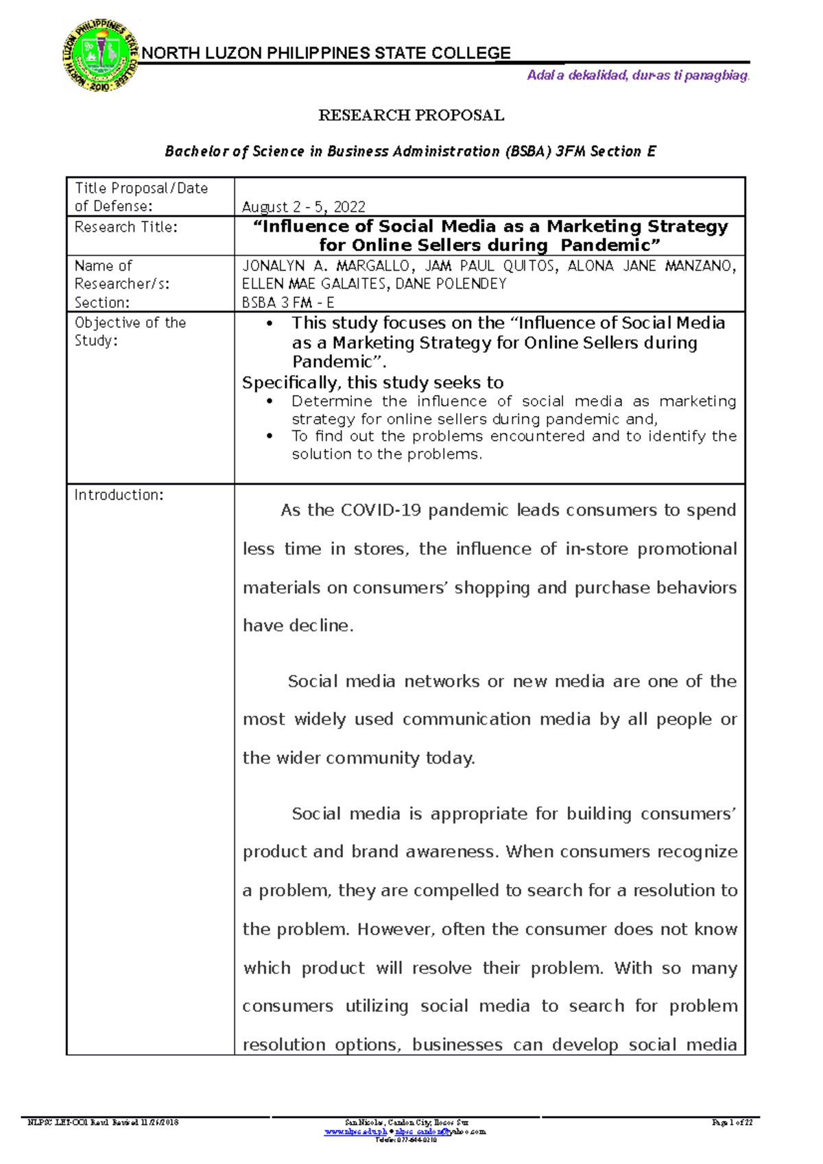 Template Simplified Title Proposal - RESEARCH PROPOSAL Bachelor of ...