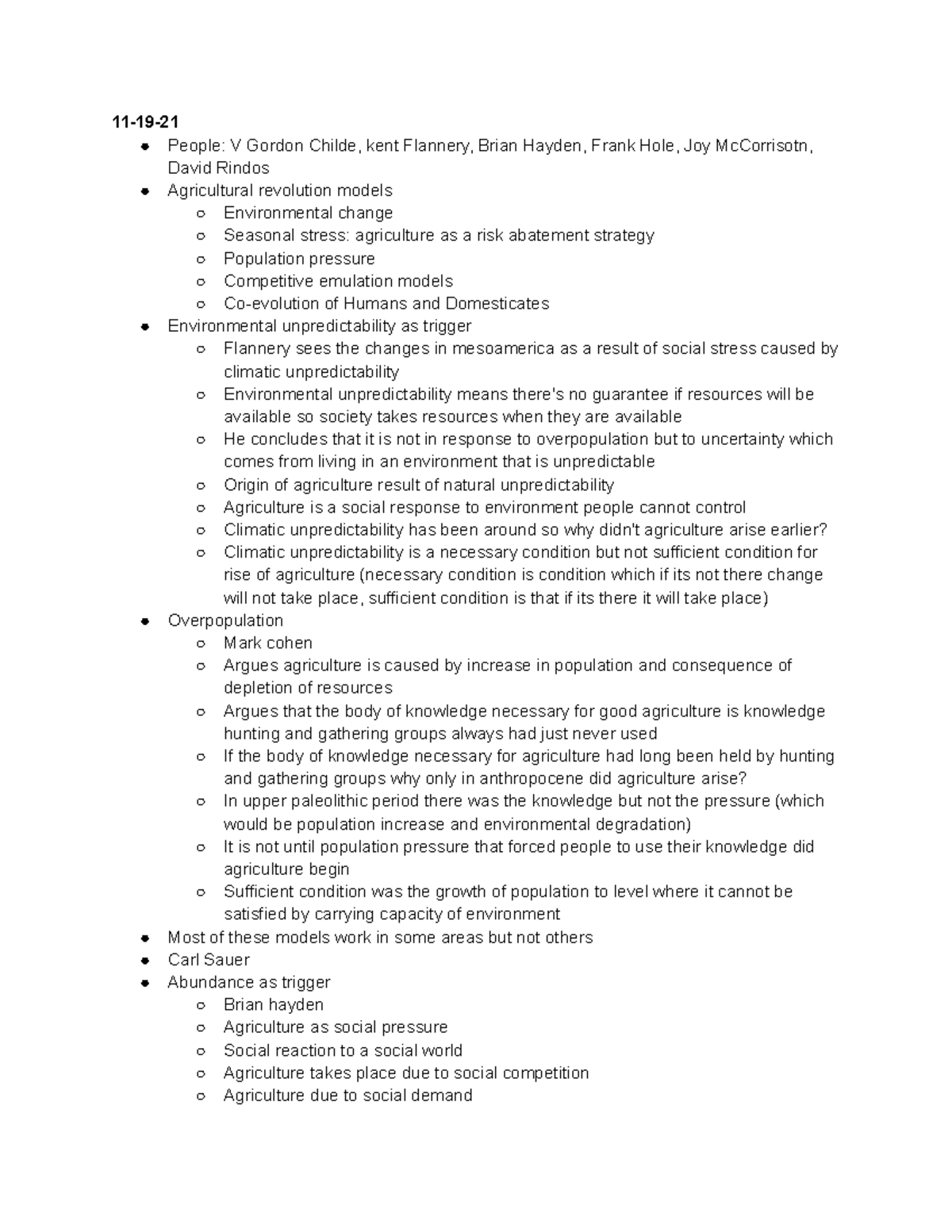 Lecture 24 - CAT 1 - 11-19- ï People: V Gordon Childe, kent Flannery ...