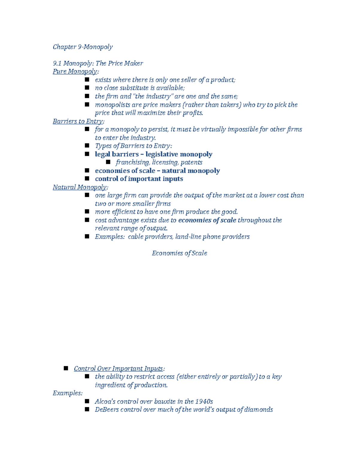 Chapter 9 notes-2 - Summary Microeconomics - Chapter 9 Monopoly: The ...