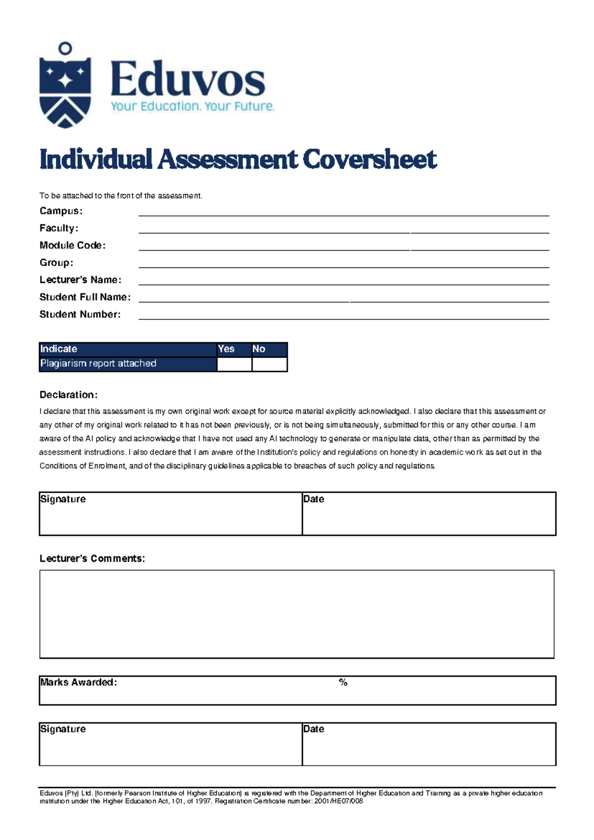 Individual Assignment Coversheet V1 - Eduvos (Pty) Ltd. (formerly ...