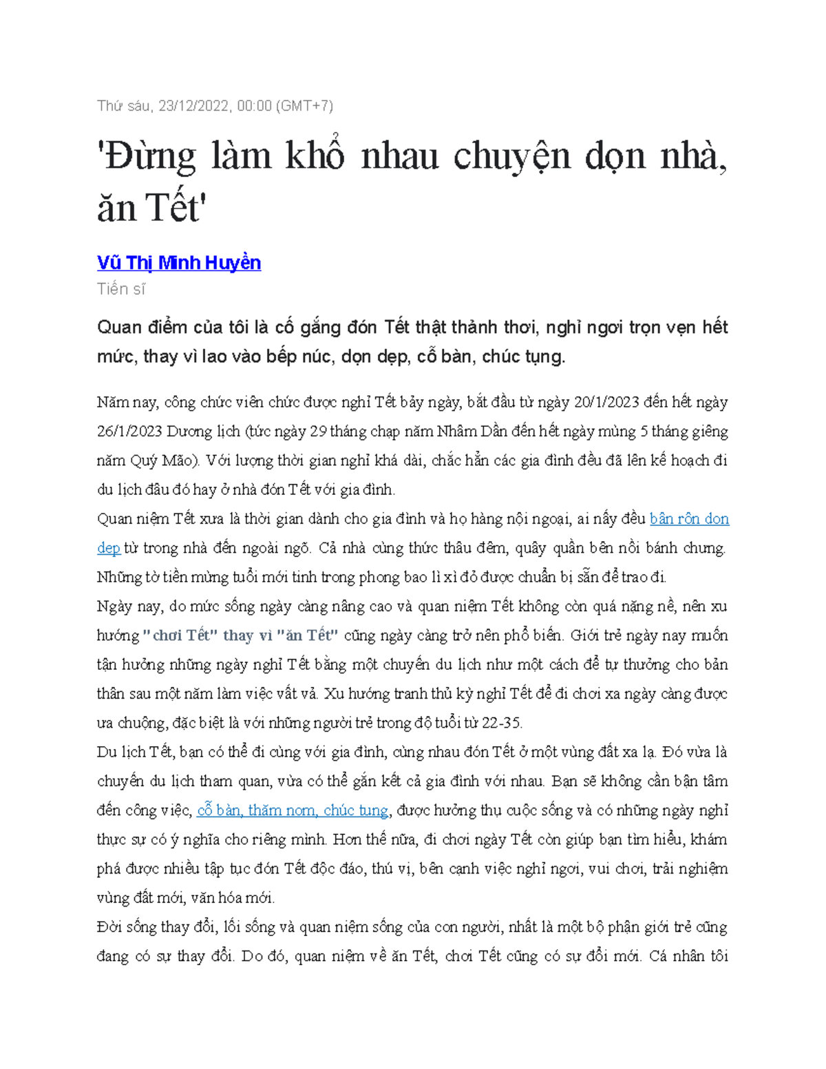 Chuyen chuan bi tet - Triết - Thứ sáu, 23/12/2022, 00:00 (GMT+7) 'Đừng ...